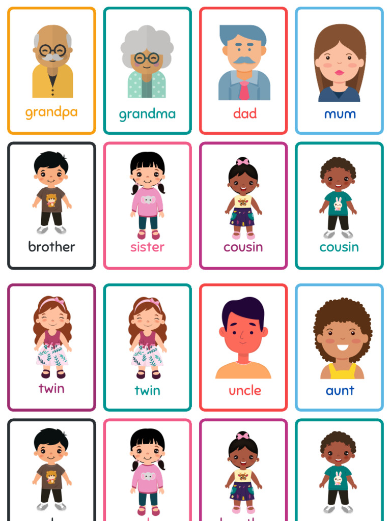Colorful Illustrative English Family Flashcards.pdf | PDF