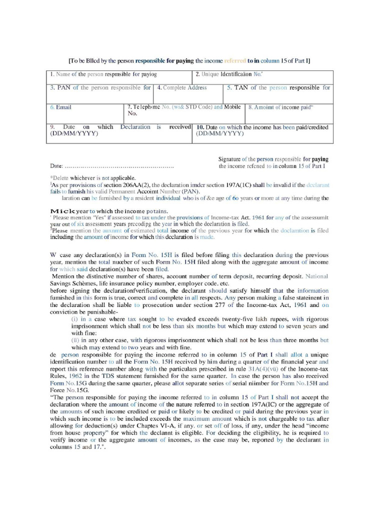Form 15g15h - Compressed | PDF