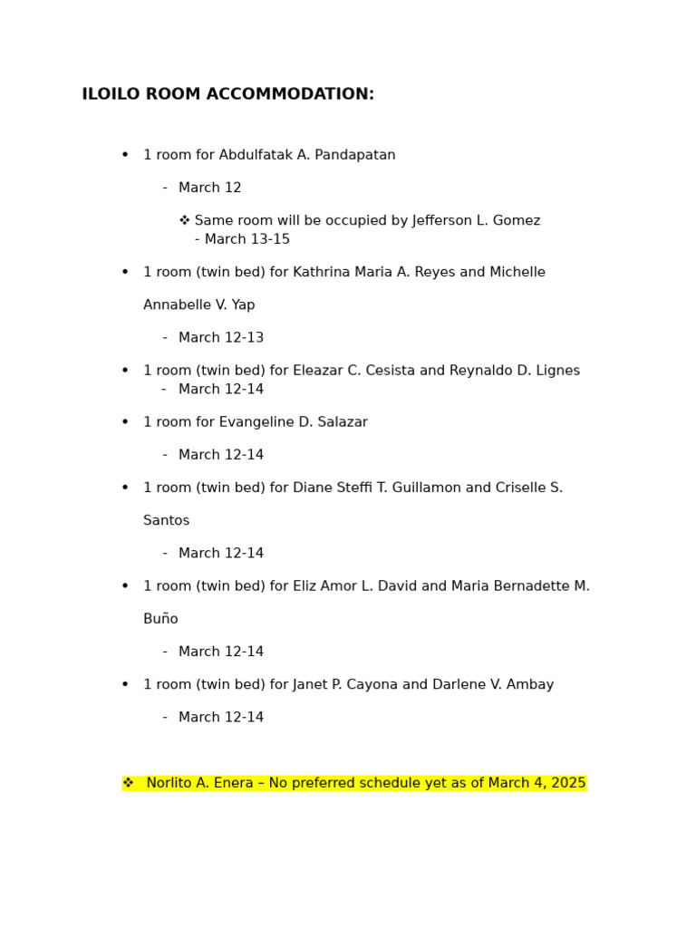 Iloilo Room Accommodation | PDF