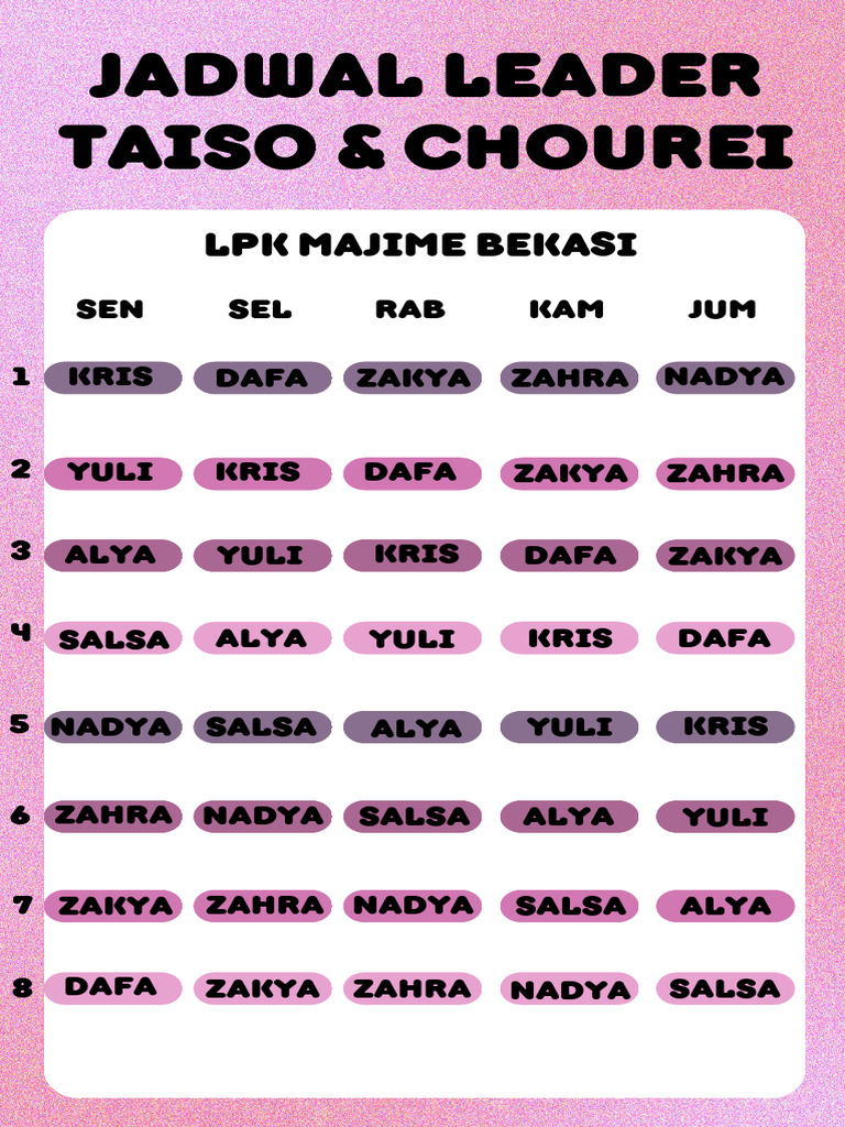 Ungu Merah Muda Lucu Gradasi Jadwal Pelajaran Siswa Wallpaper Telepon | PDF