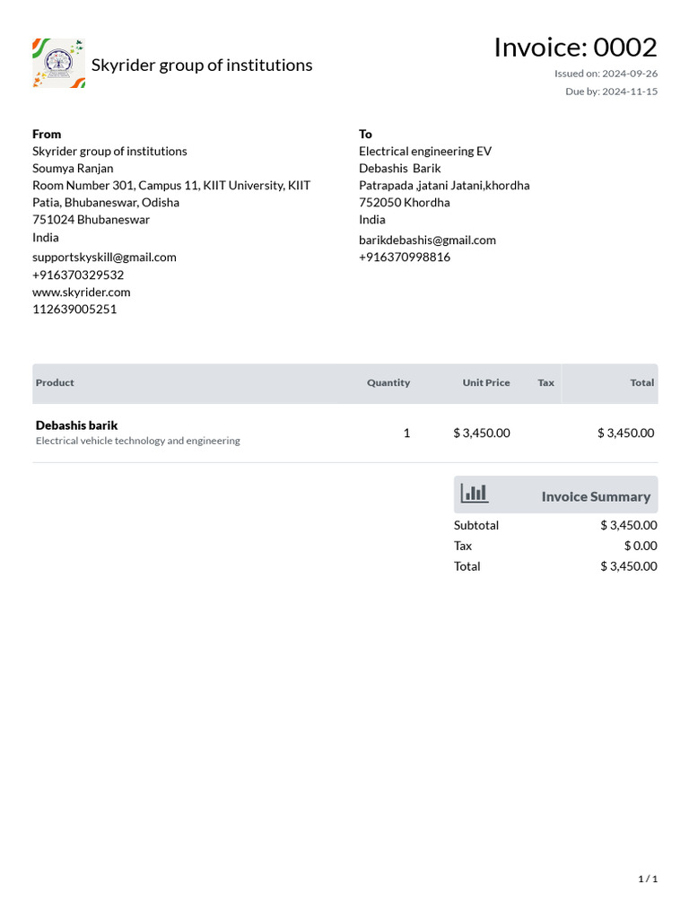 Invoice 0002 1 Pdf