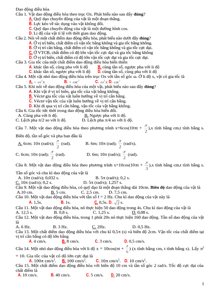 Bai Tap Dao Dong Dieu Hoa Va Con Lac Lo Xo.thuvienvatly.com.41dc4.46679 | PDF