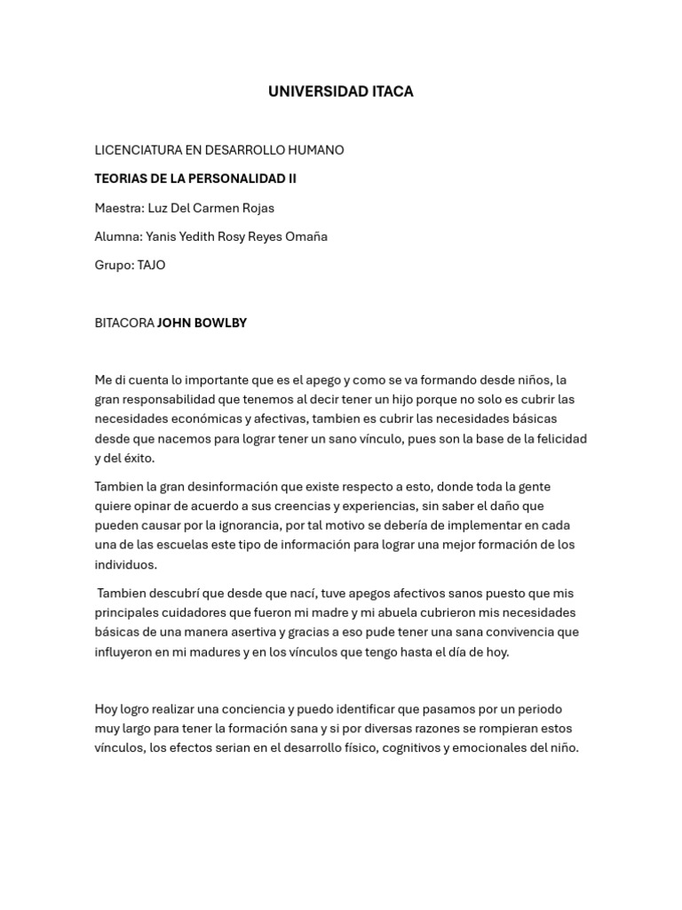 Yanis. JOHN BOWLBY | PDF