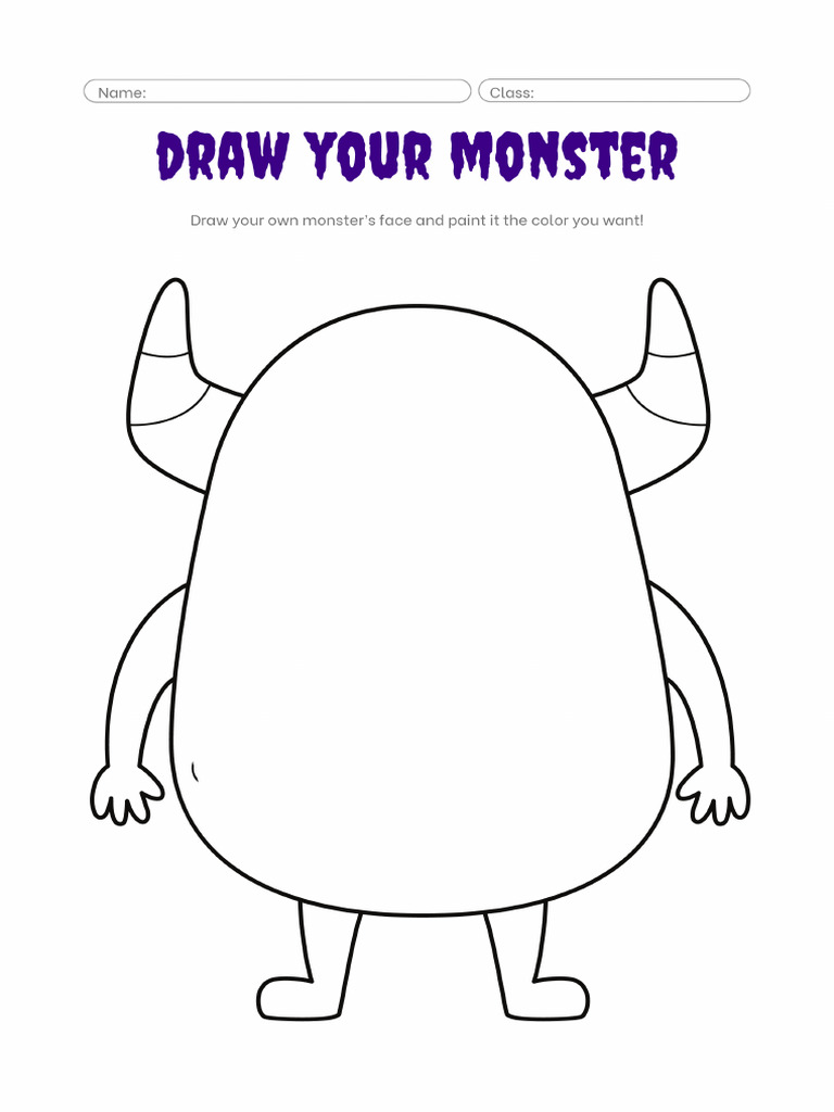 Drawing Halloween Worksheet in Purple and Orange Illustrative Style | PDF