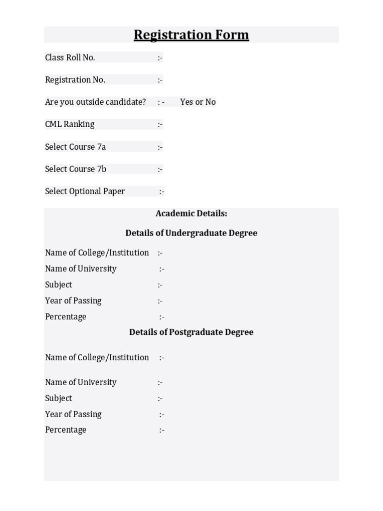 Student Registration Form Template | PDF