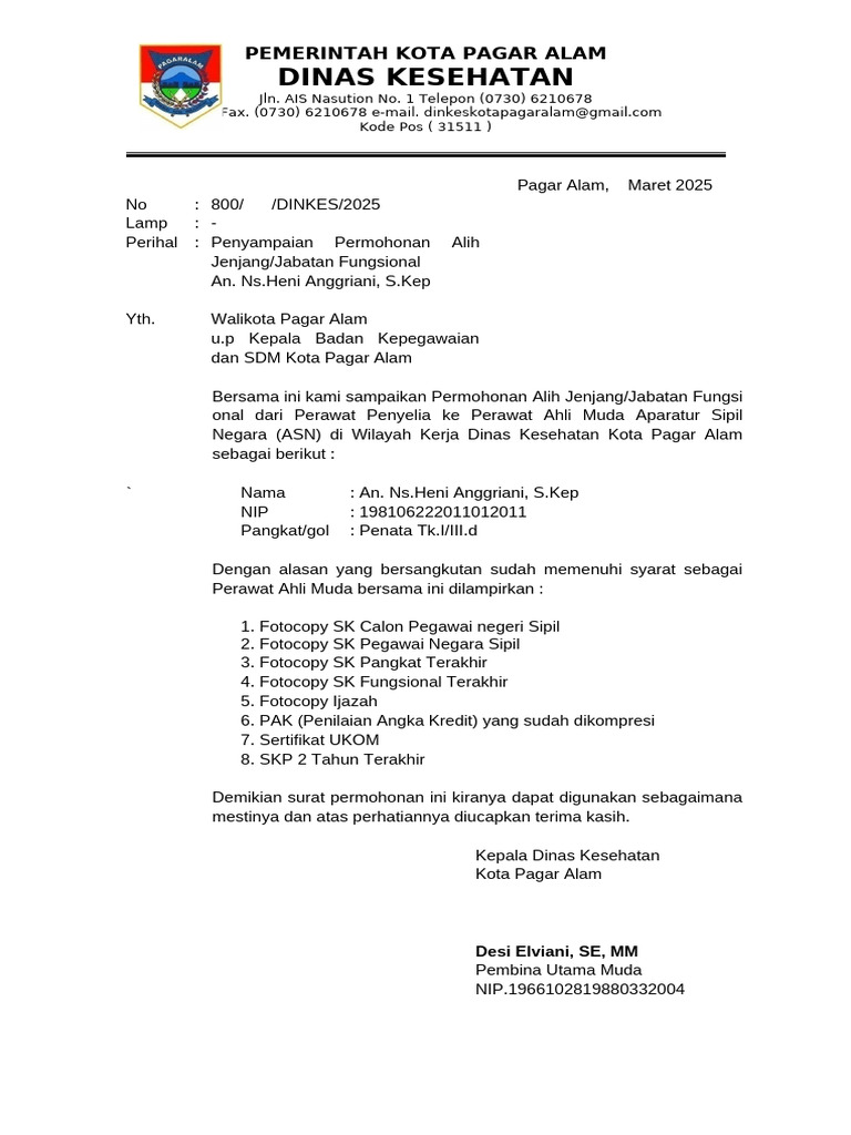 Permohonan Alih Jenjang Jabatan | PDF