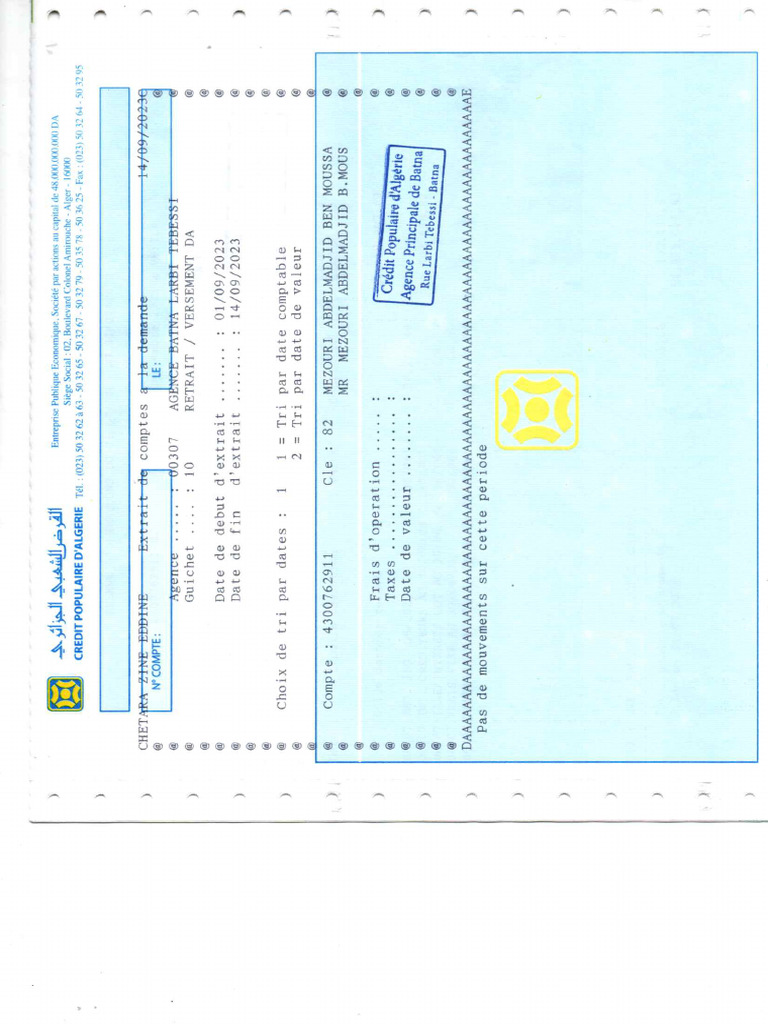 Bank Statement of Septembre Arabic | PDF