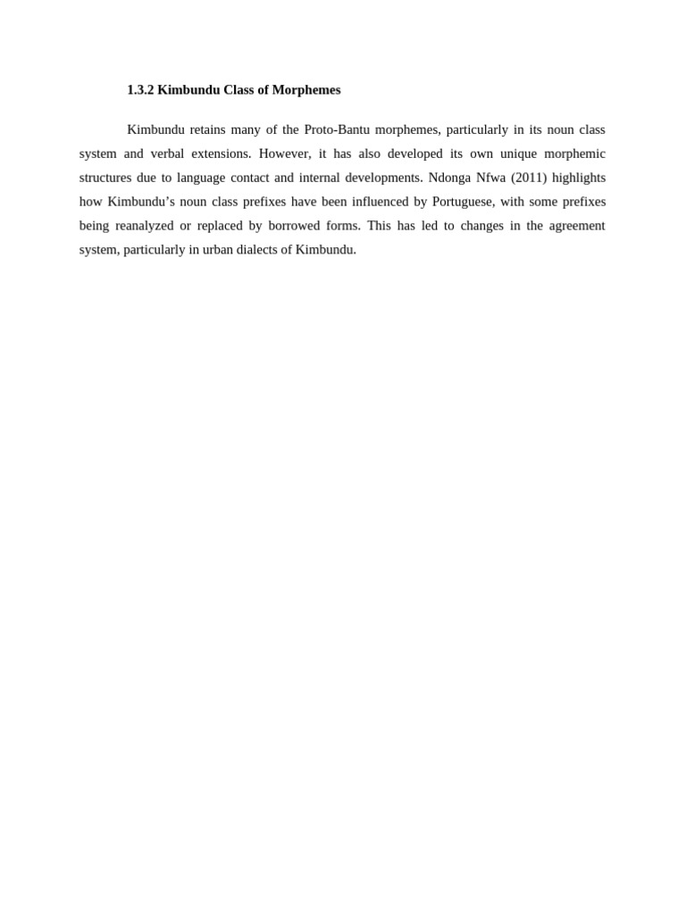 Kimbundu Morphemes and Pronunciation | PDF