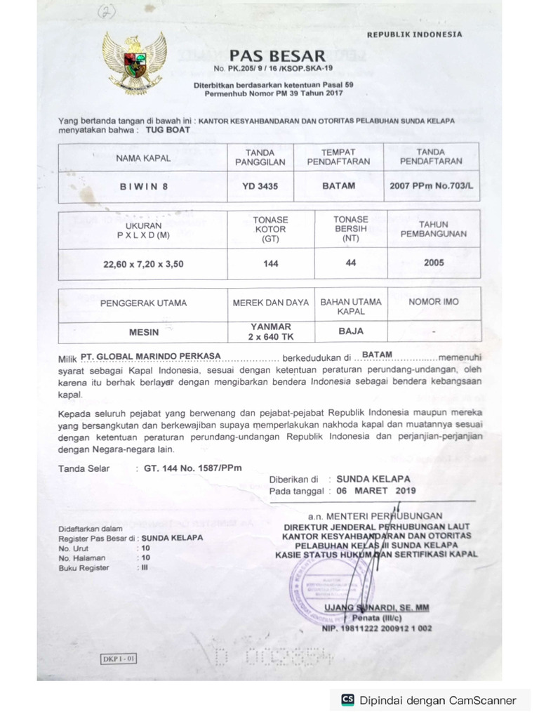 Endorse Pas Besar Biwin 8 | PDF