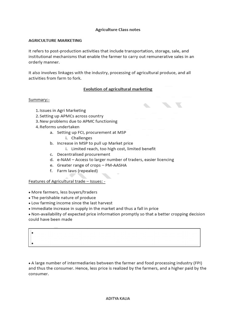 Classroom 0 Agriculture Class Notes | PDF | Market (Economics ...