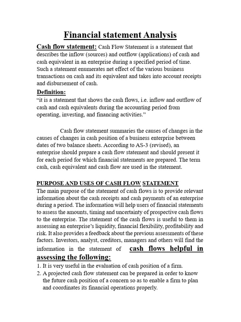 Unit-2 Financial Statement Anlysis | PDF | Cash Flow Statement ...