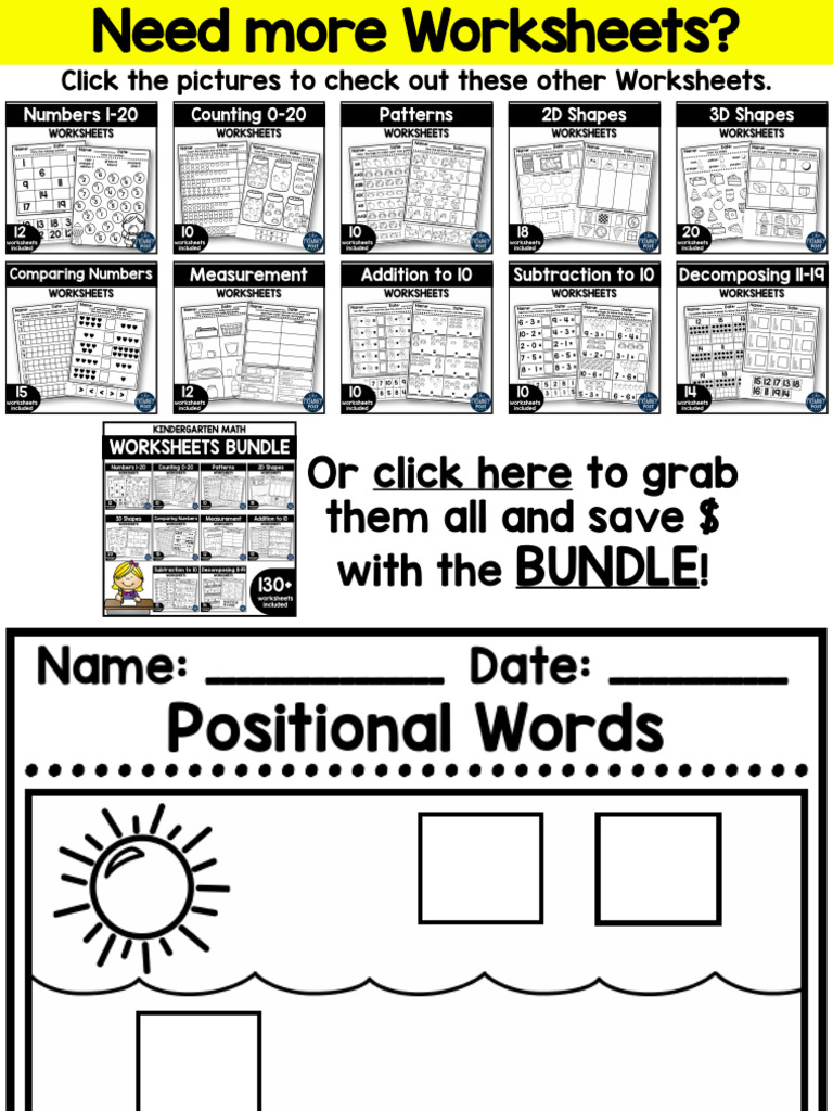 Positional Words Worksheet by The Primary Post | PDF