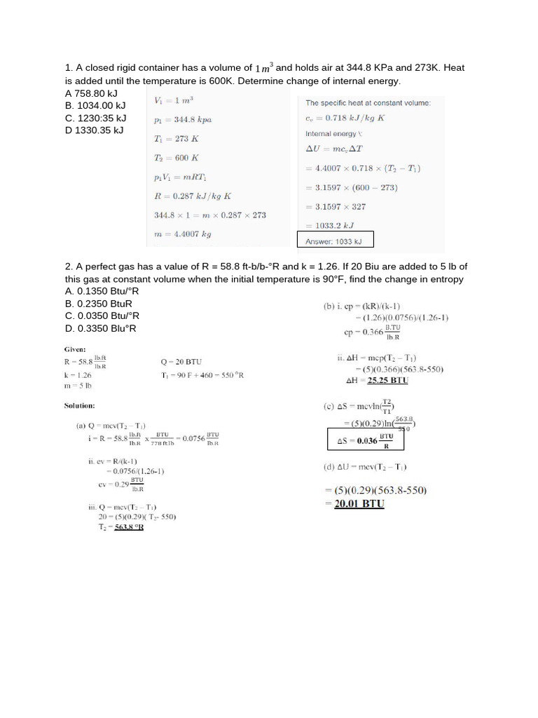 Thermodynamics Solution | PDF | Heat | Engines