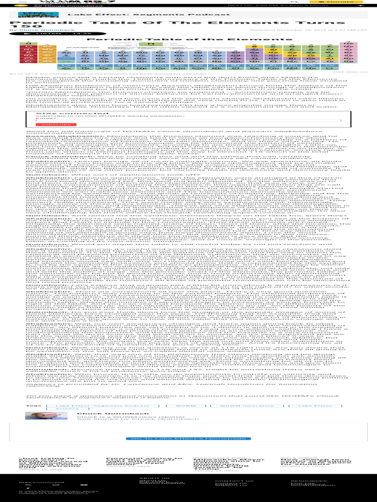 Periodic Table of The Elements Turns 150 WUWM 89.7 FM - Milwaukee's NPR ...