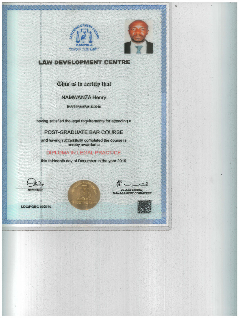 Law Development Centre Certificate | PDF