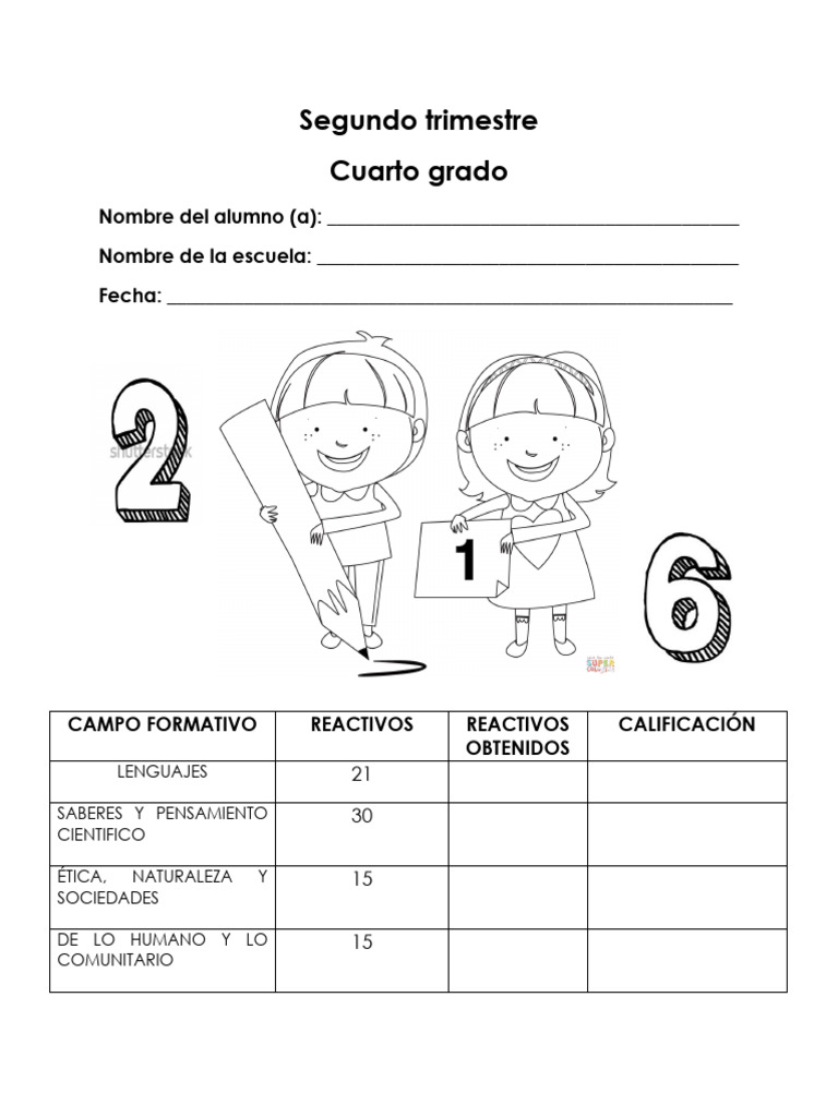 Examen Segundo Trimestre Cuarto Grado | PDF | Alimentos