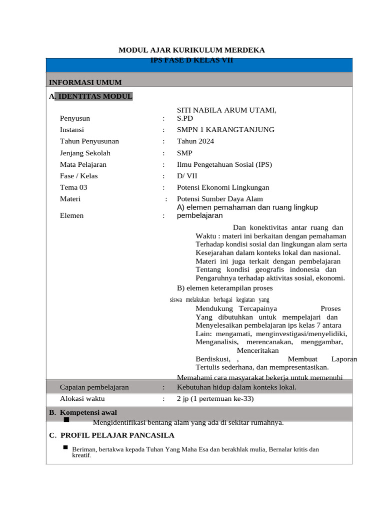 MODUL TEMA 03 IPS | PDF