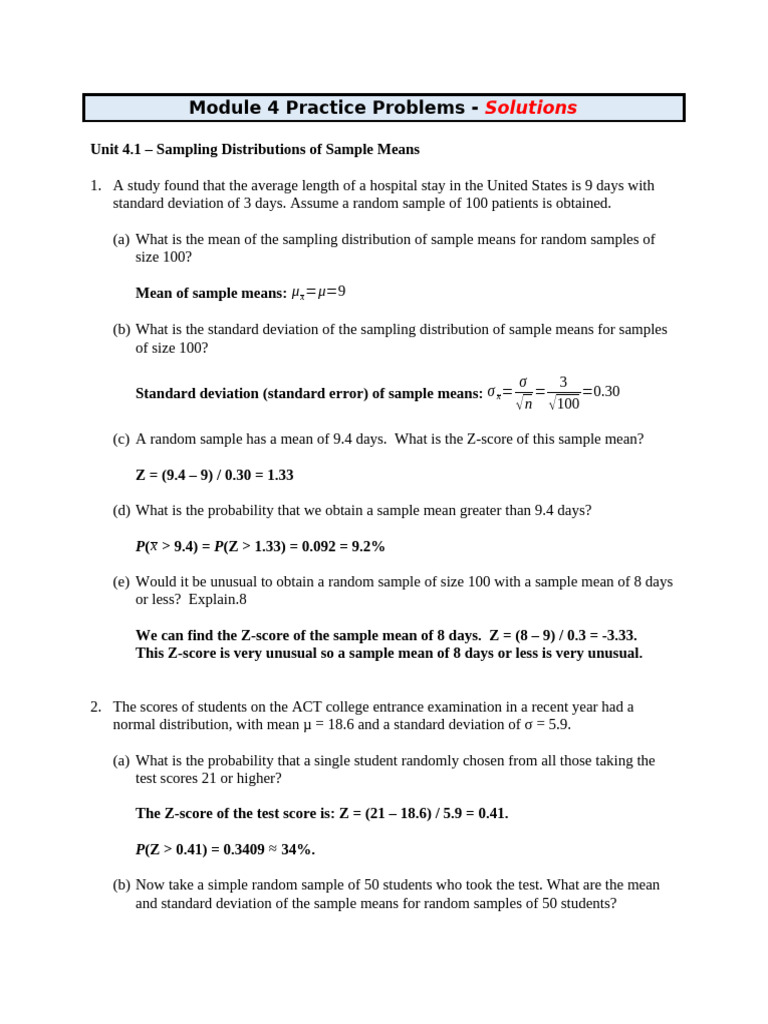 UFS SW Module 4 Review KEY | PDF | P Value | Statistical Significance