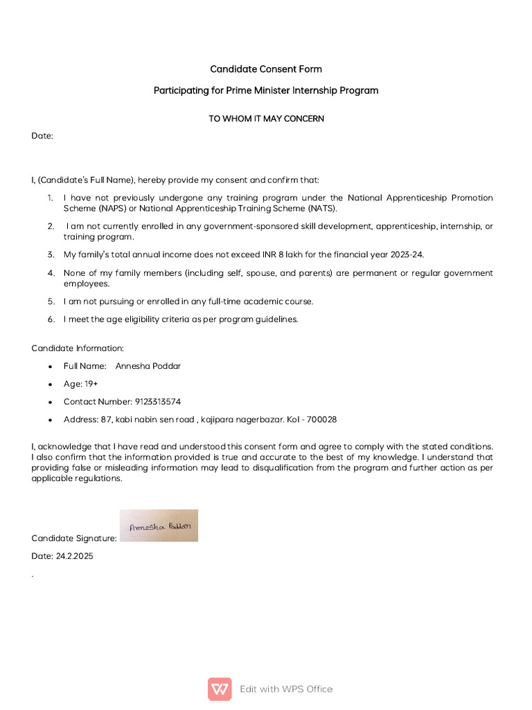 Candidate Consent Form | PDF