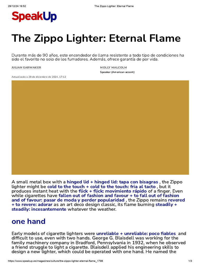 The Zippo Lighter - Eternal Flame | PDF