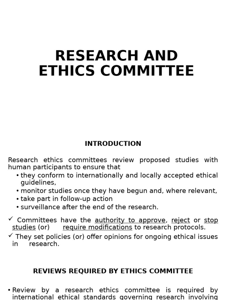 Research Ethics Committee Overview | PDF | Institutional Review Board