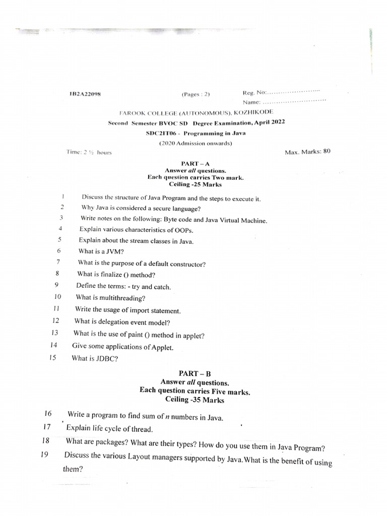 Programming in Java BVOC SD | PDF