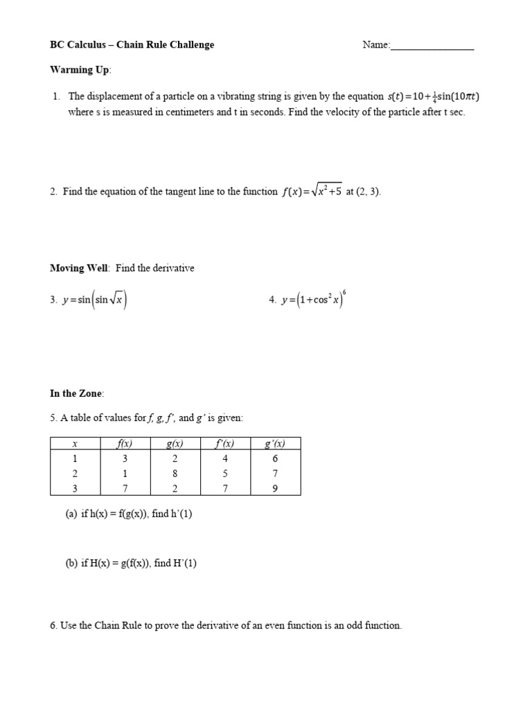 Chain Rule Challenge | PDF