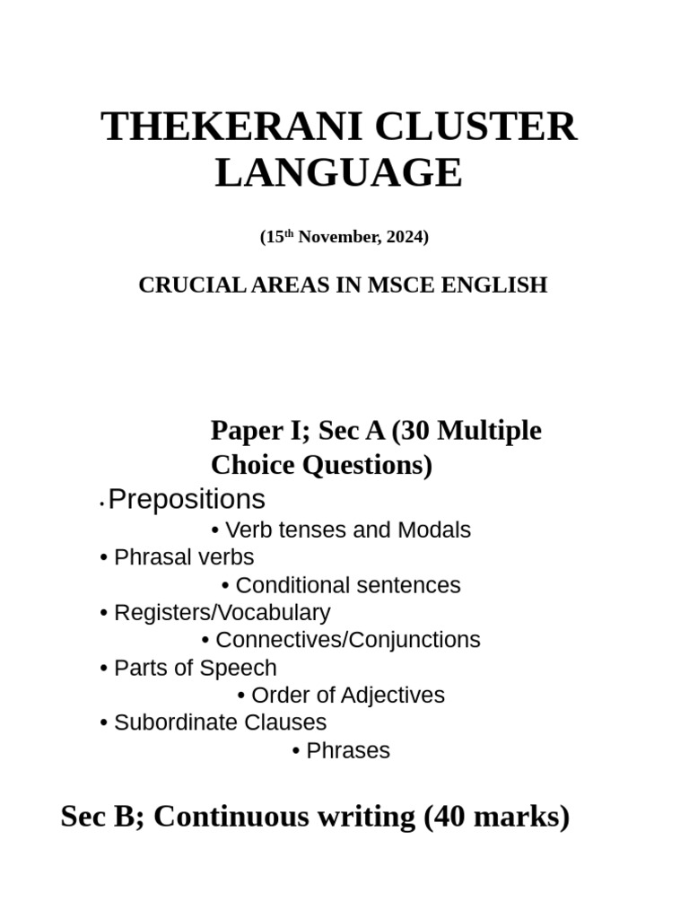 Thekerani Cluster Language Inset Ngumbi | PDF | Linguistics | Grammar