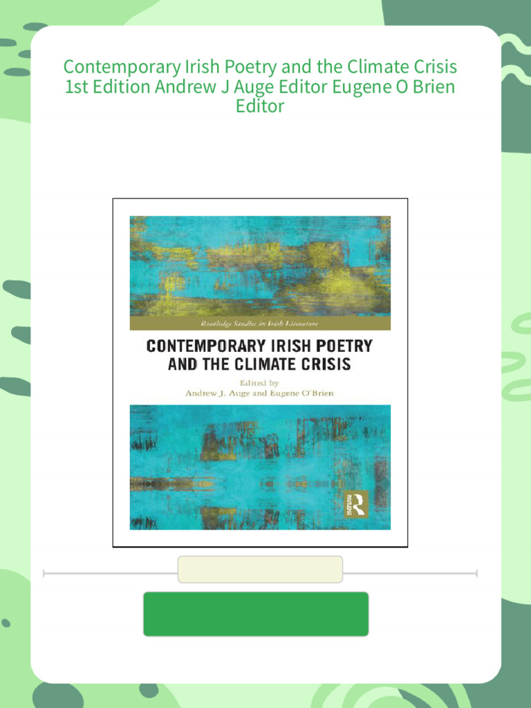 Contemporary Irish Poetry and The Climate Crisis 1st Edition Andrew J ...