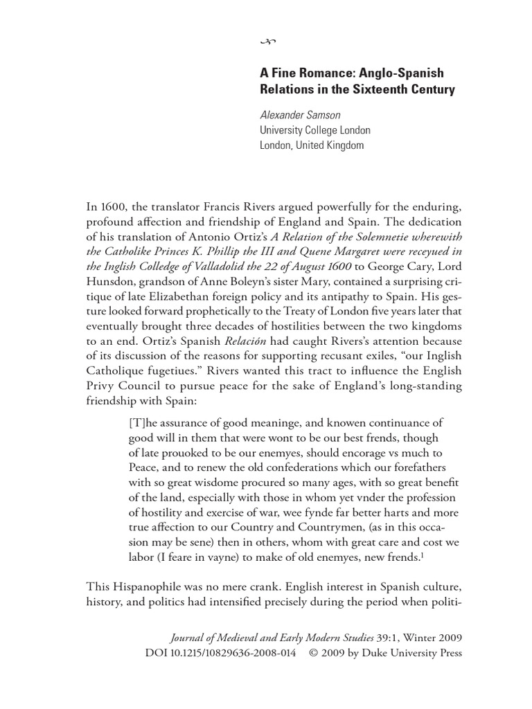 SAMSON, A Fine Romance, Anglo-Spanish Relations in The Sixteenth ...
