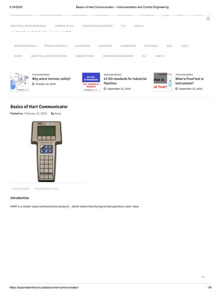 Basics of Hart Communicator – Instrumentation and Control Engineering ...