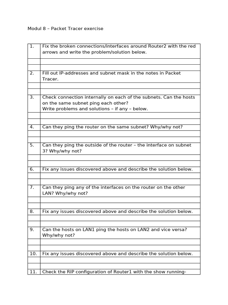 Packet Tracer Lab Exercise Guide | PDF