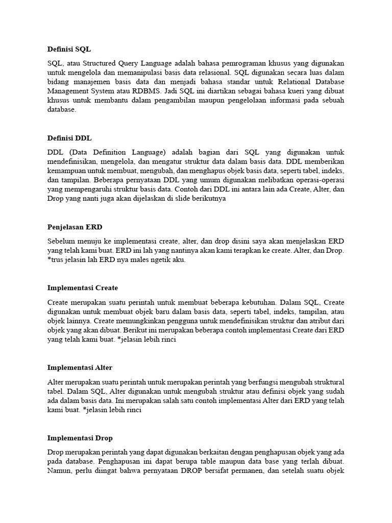 Materi Presentasi SQL | PDF