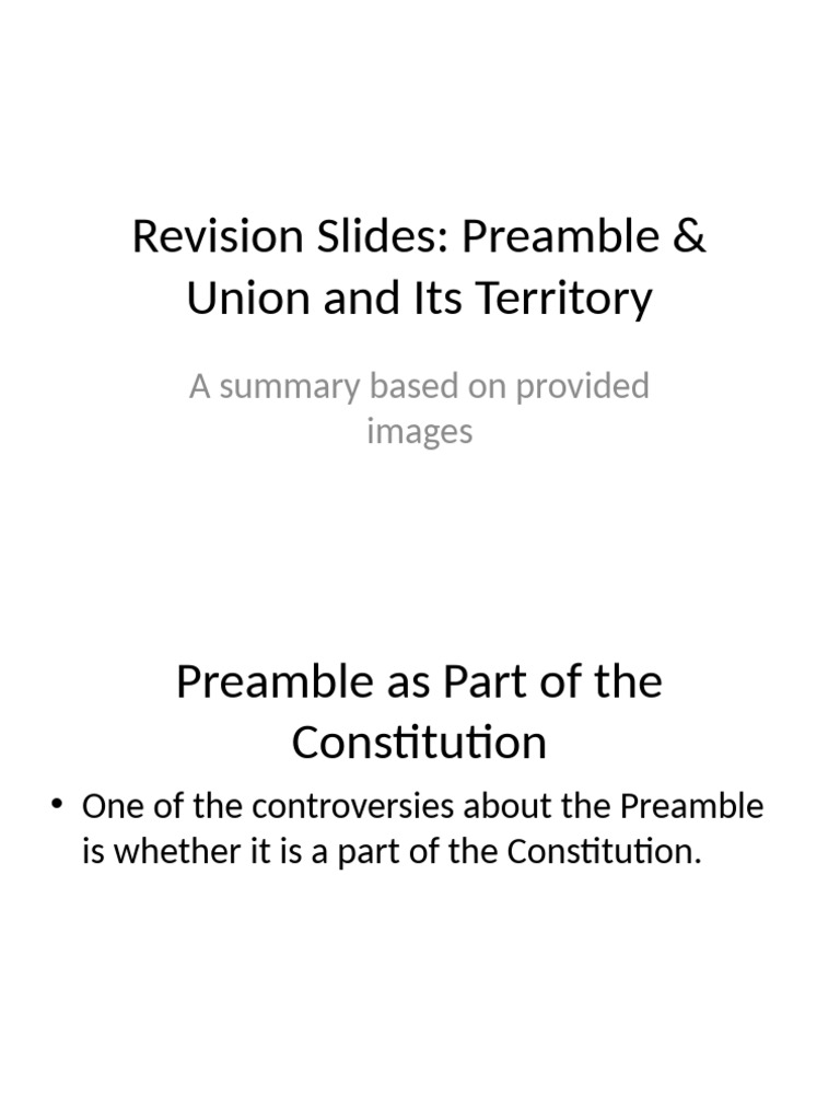 Revision Slides Preamble Union Territory | PDF