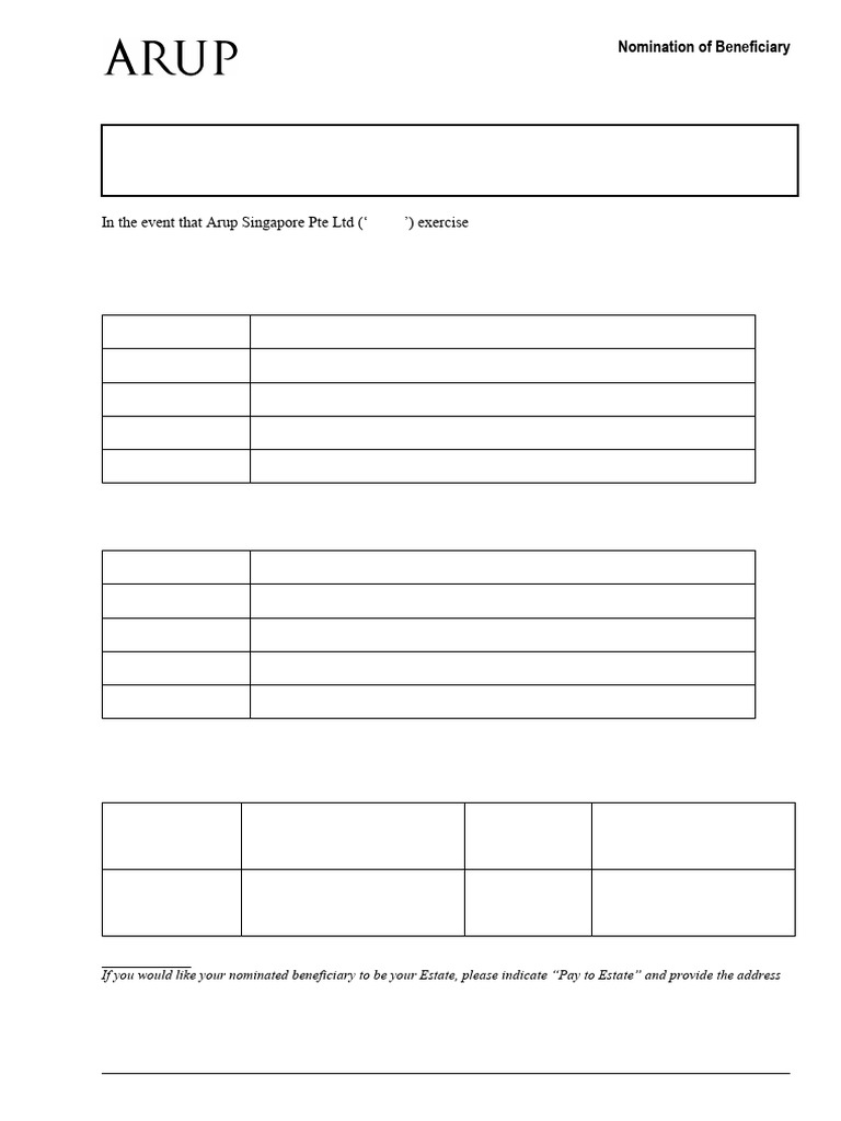 Nomination of Beneficiary (NOB) | PDF