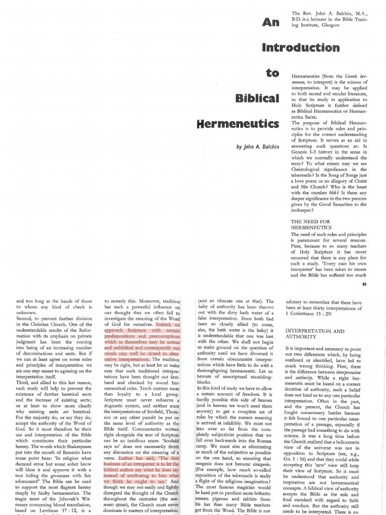 Understanding Biblical Hermeneutics | PDF | Bible | Jesus