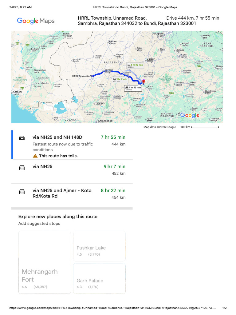 HRRL Township to Bundi, Rajasthan 323001 - Google Maps | PDF