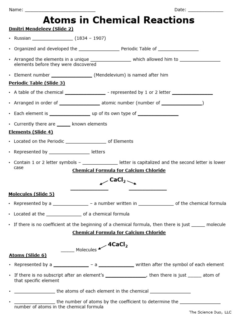 Chemical Reactions and Atoms Guide | PDF | Chemical Elements | Chemical ...