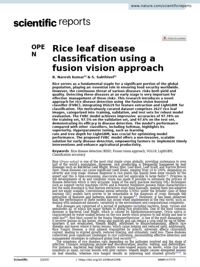 Rice Leaf Disease Classification Using A Fusion Vision Approach | PDF ...