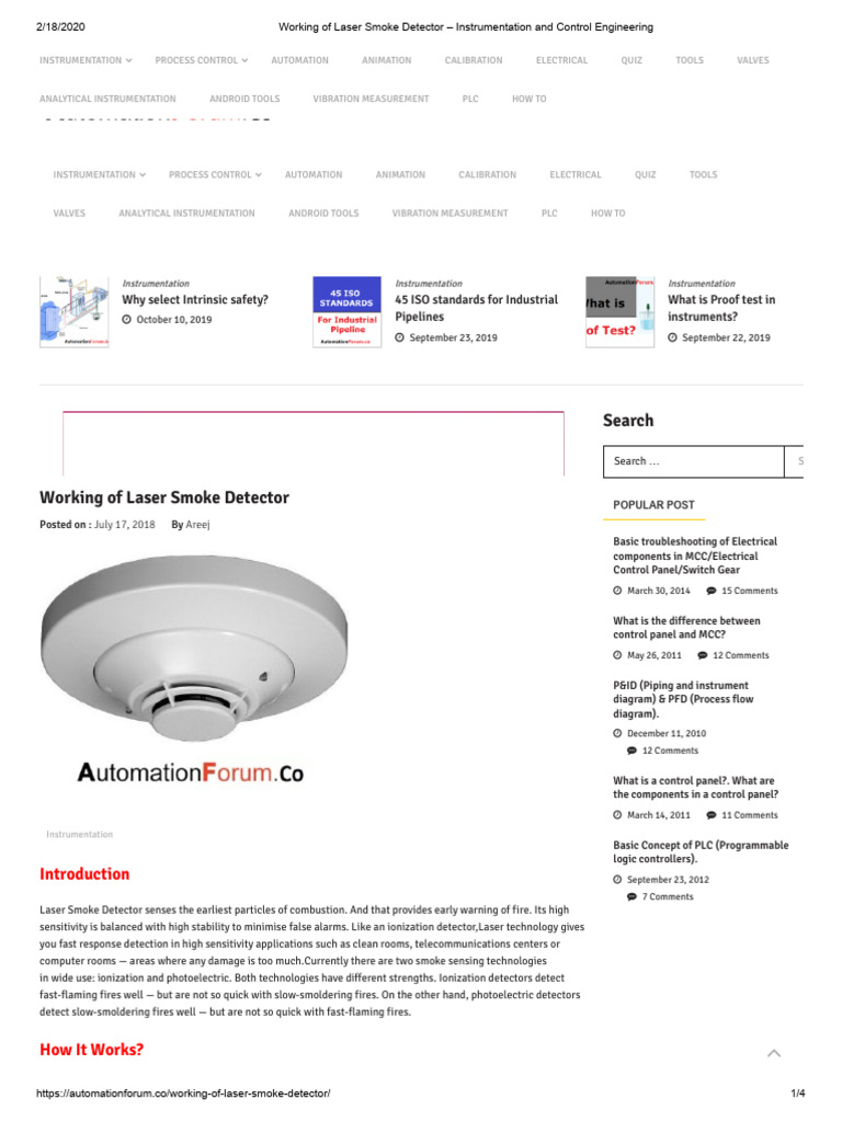 Laser Smoke Detector Overview | PDF | Instrumentation | Light