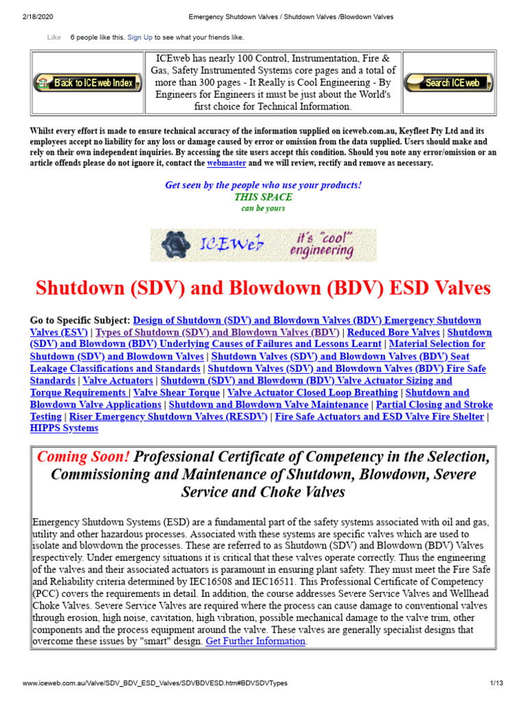 Emergency Shutdown Valve Overview | PDF | Valve | Oil Refinery