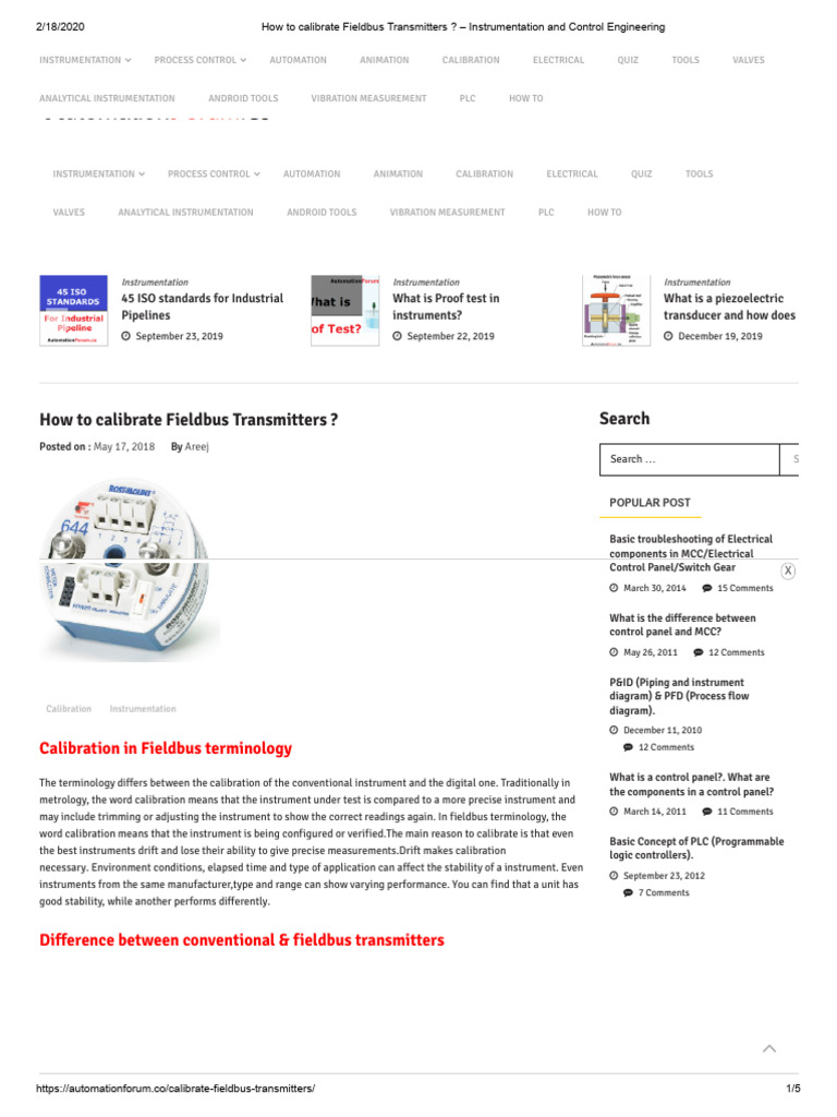 Calibrating Fieldbus Transmitters Guide | PDF | Instrumentation ...