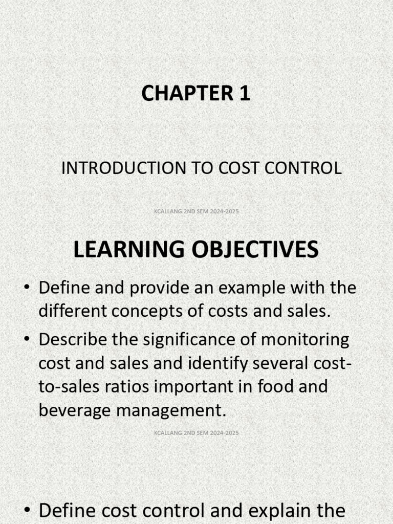 FNB Cost Control Chapter 1 | PDF | Taxes | Cost Accounting