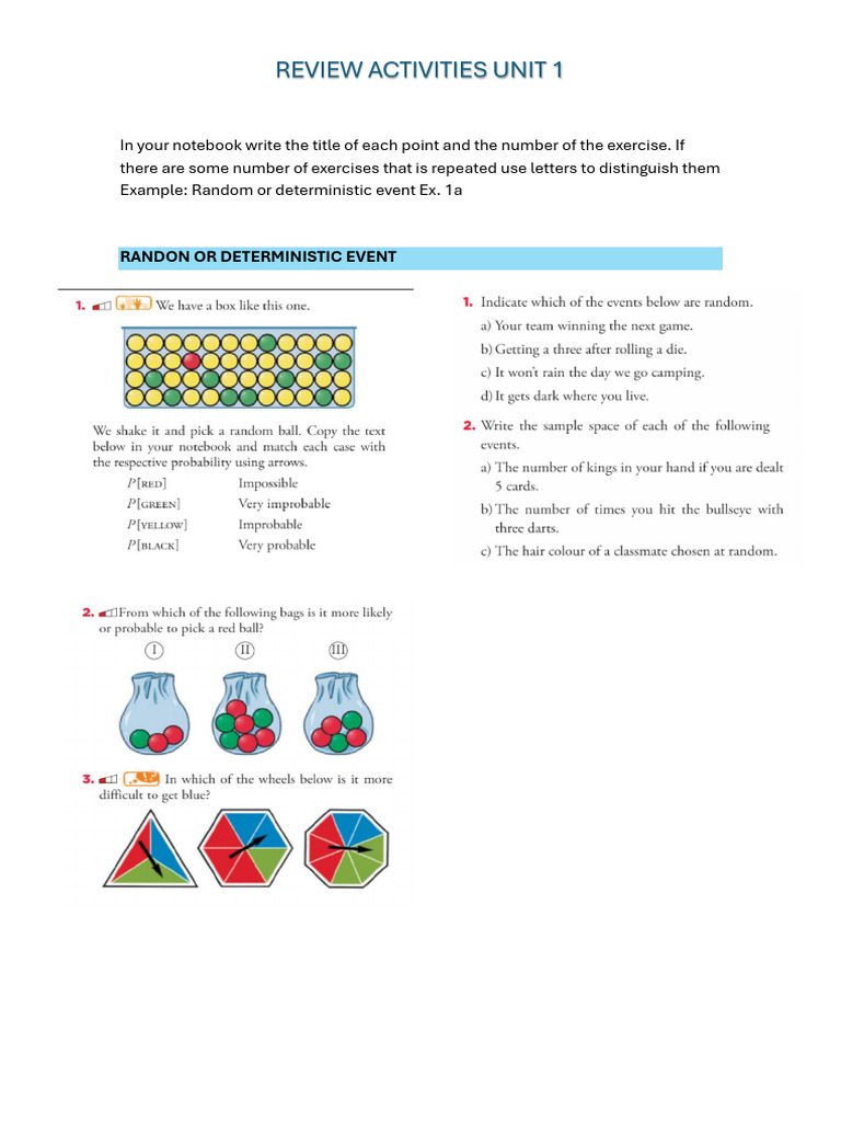 Review Activities Unit 1 | PDF