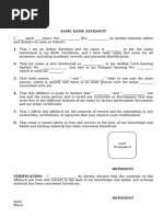 Dual Name Affidavit Format | PDF
