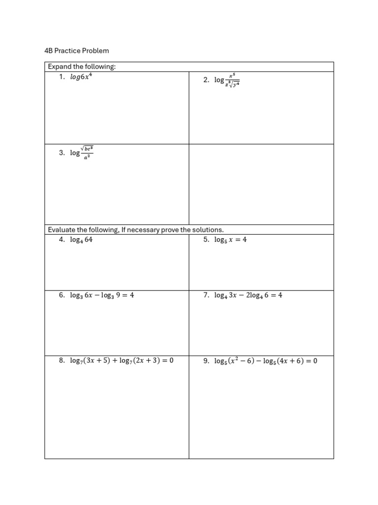 Logarithm Practice Problems and Solutions | PDF