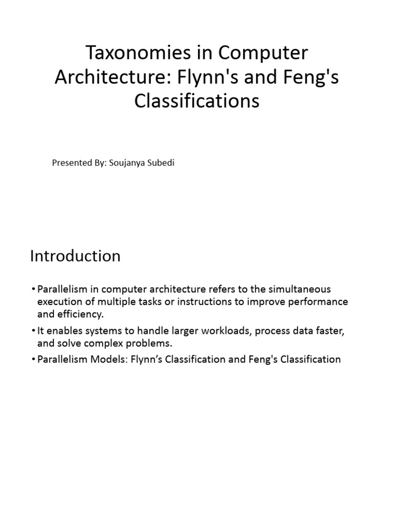 Flynn's and Fengs Architecture | PDF | Parallel Computing | Central Processing Unit