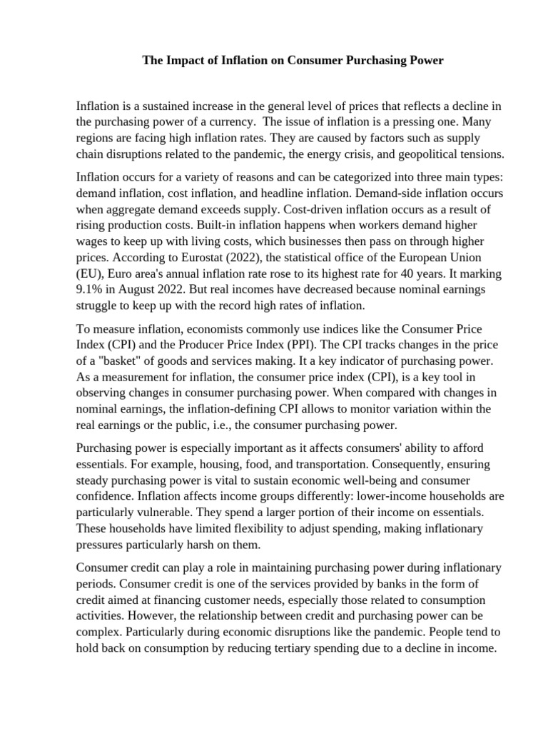The Impact of Inflation On Consumer Purchasing Power | PDF | Cost Of ...