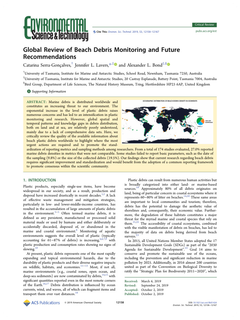 2019 - Serra-Goncalves Et Al. Global Review of Beach Debris Monitoring ...