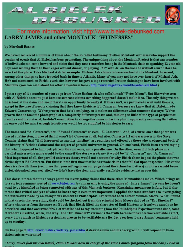 Montauk Project With Al Bielek and Preston Nichols | PDF | Many Worlds ...